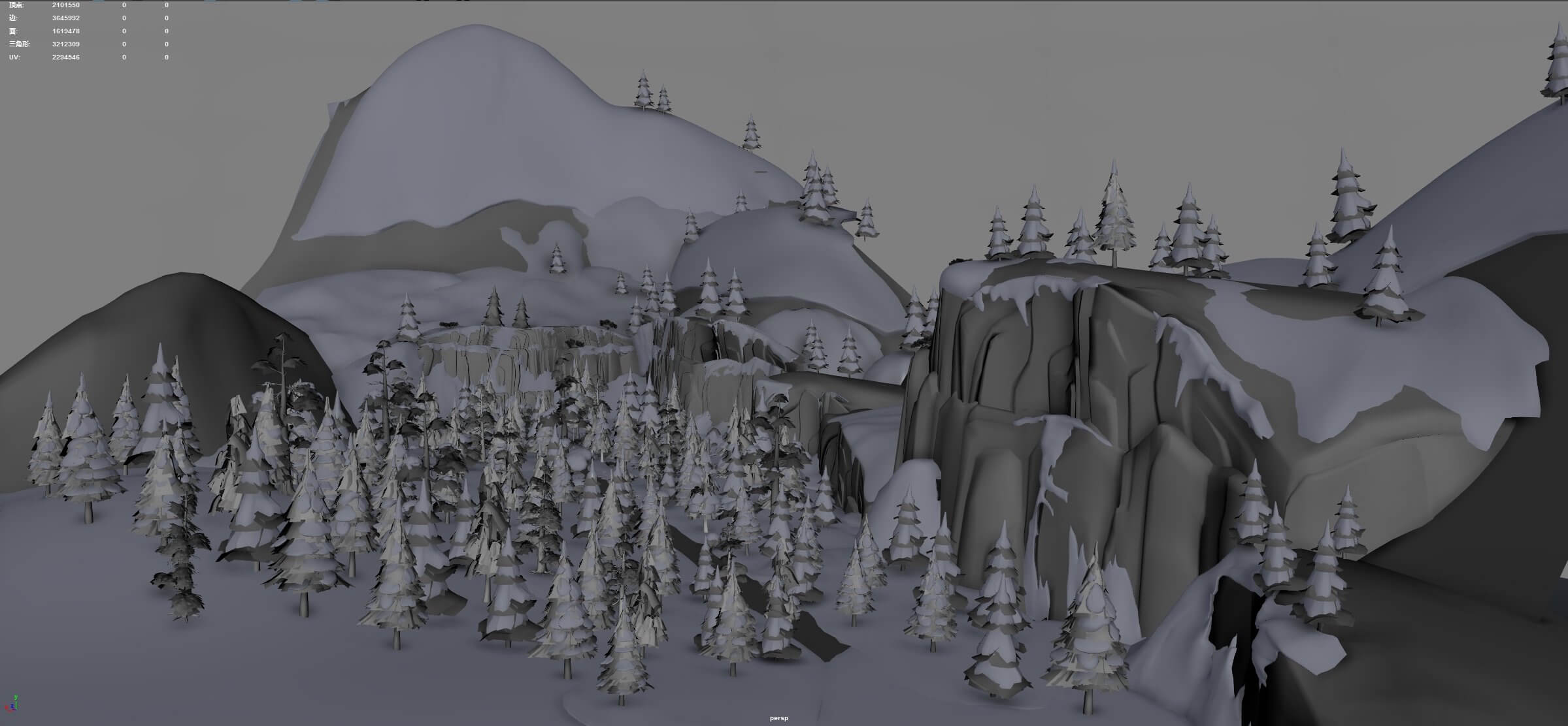 Cartoon Forest Snow Scene - 3D Model by tingting