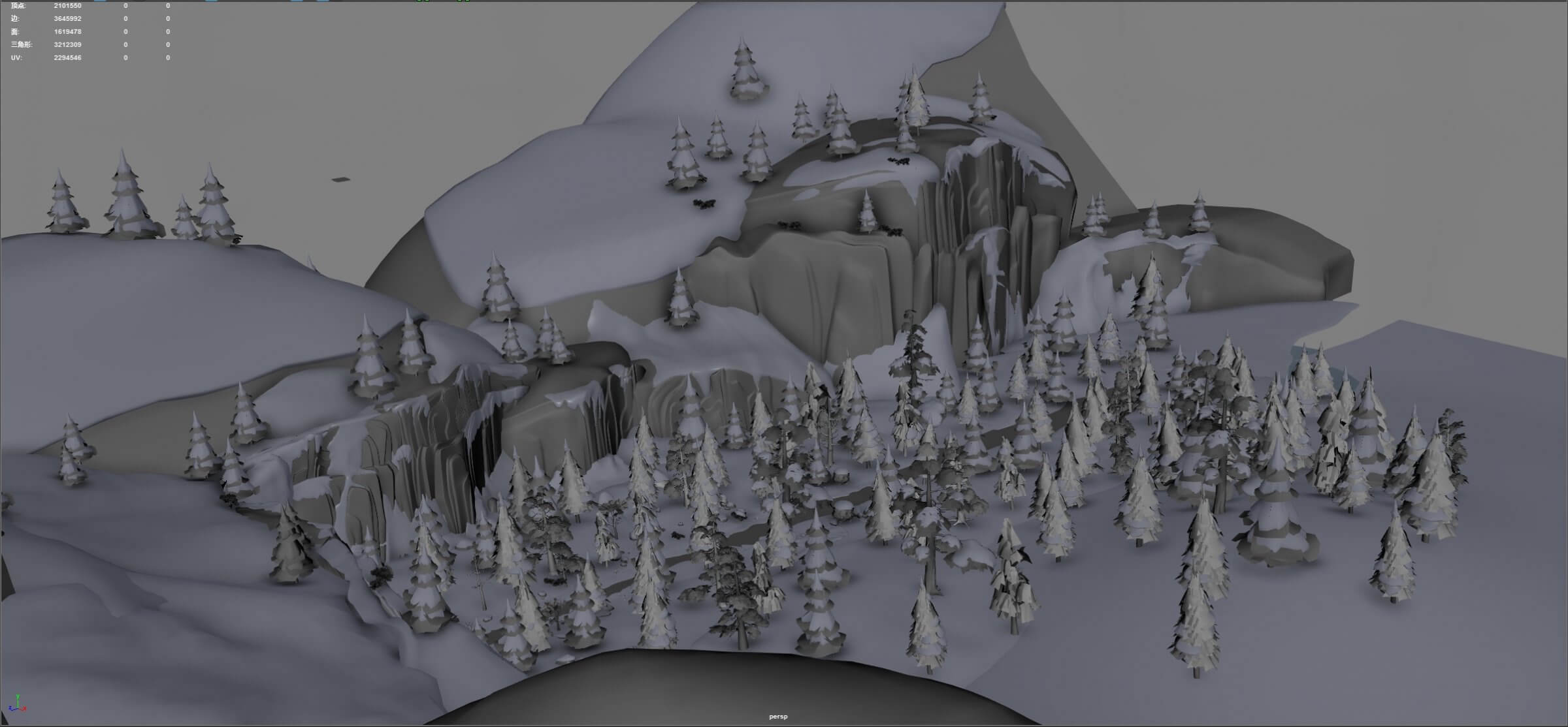 Cartoon Forest Snow Scene - 3D Model by tingting