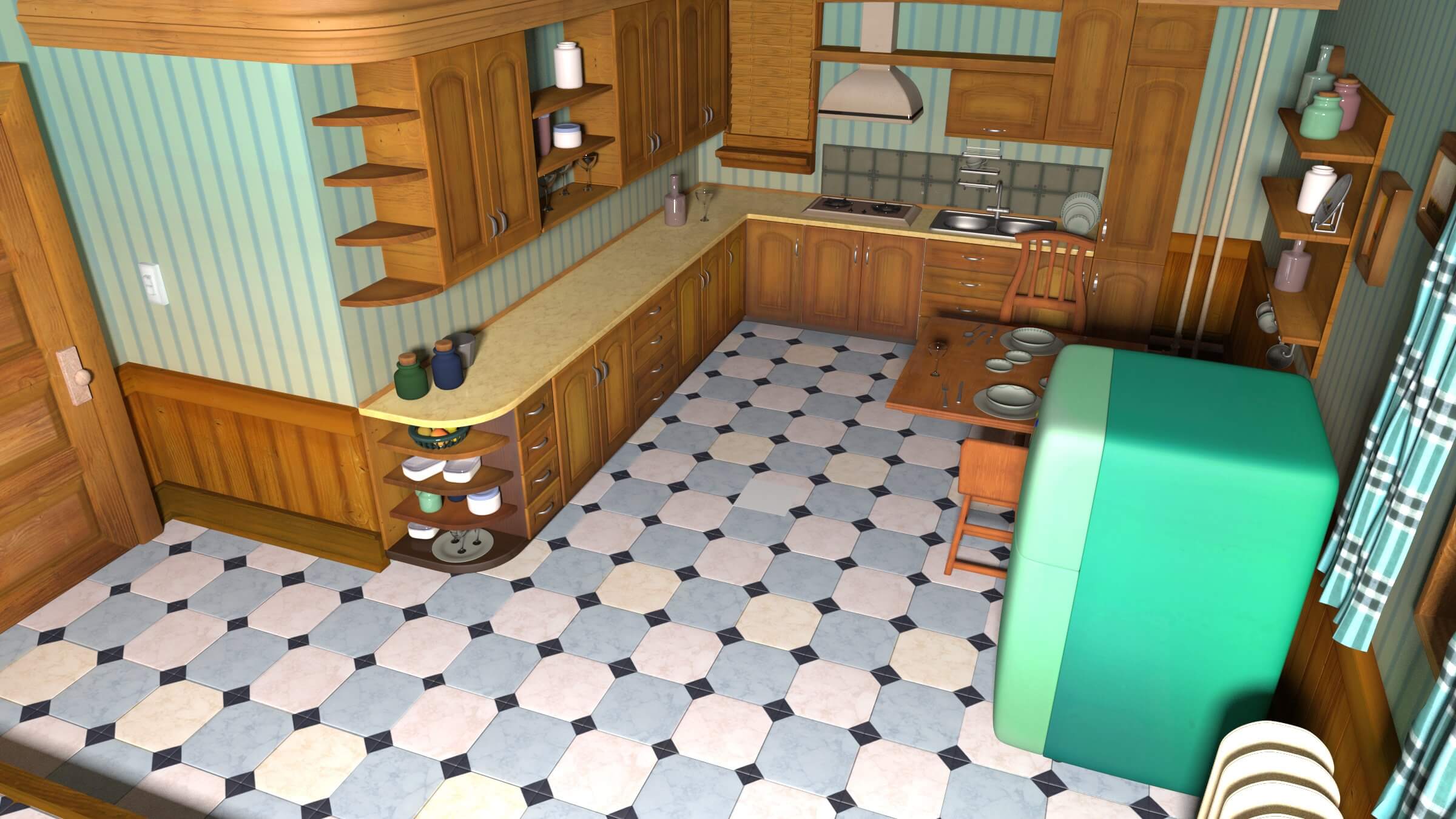 Cartoon Kitchen - 3D Model by tingting