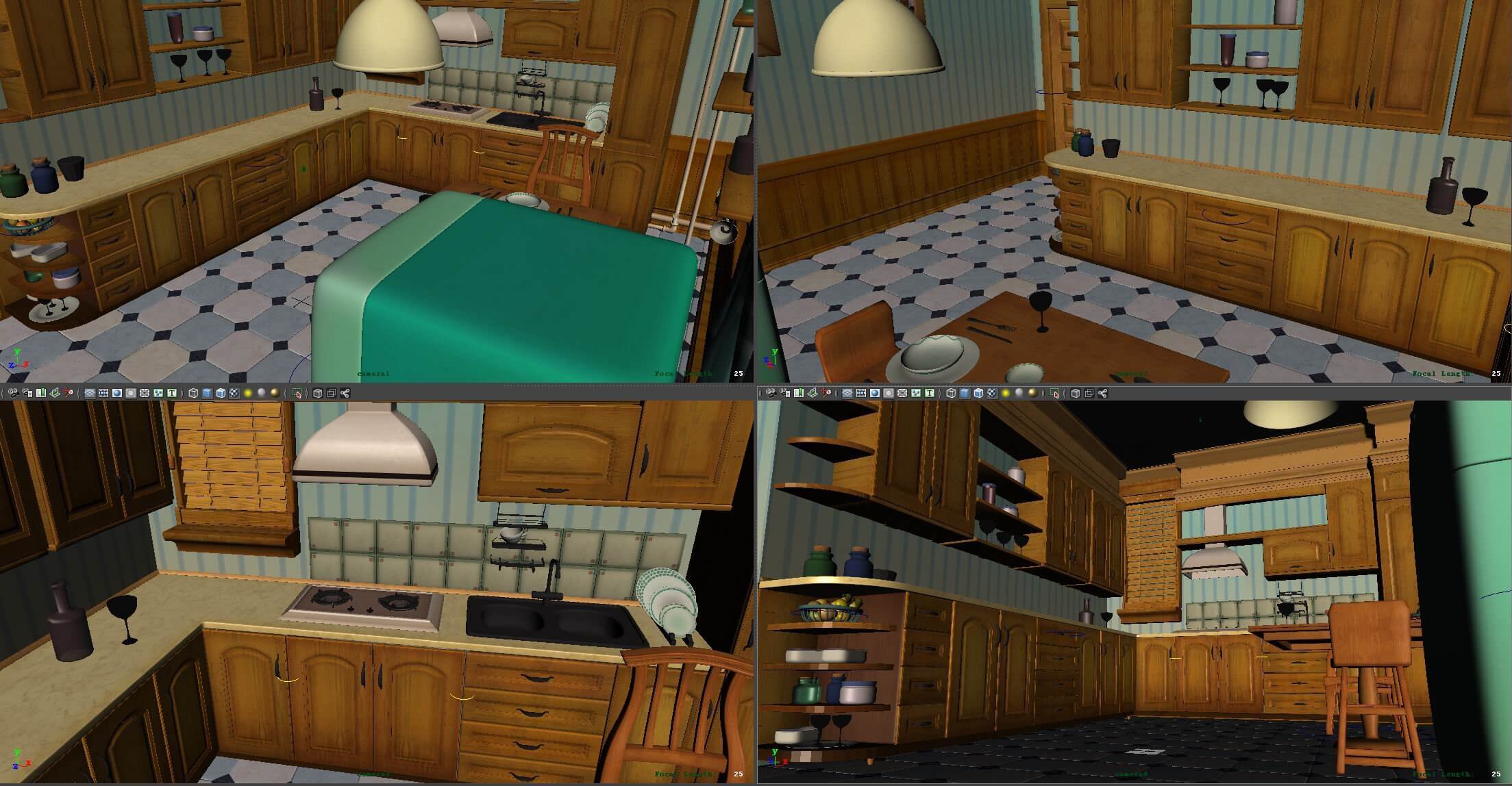 Cartoon Kitchen - 3D Model by tingting