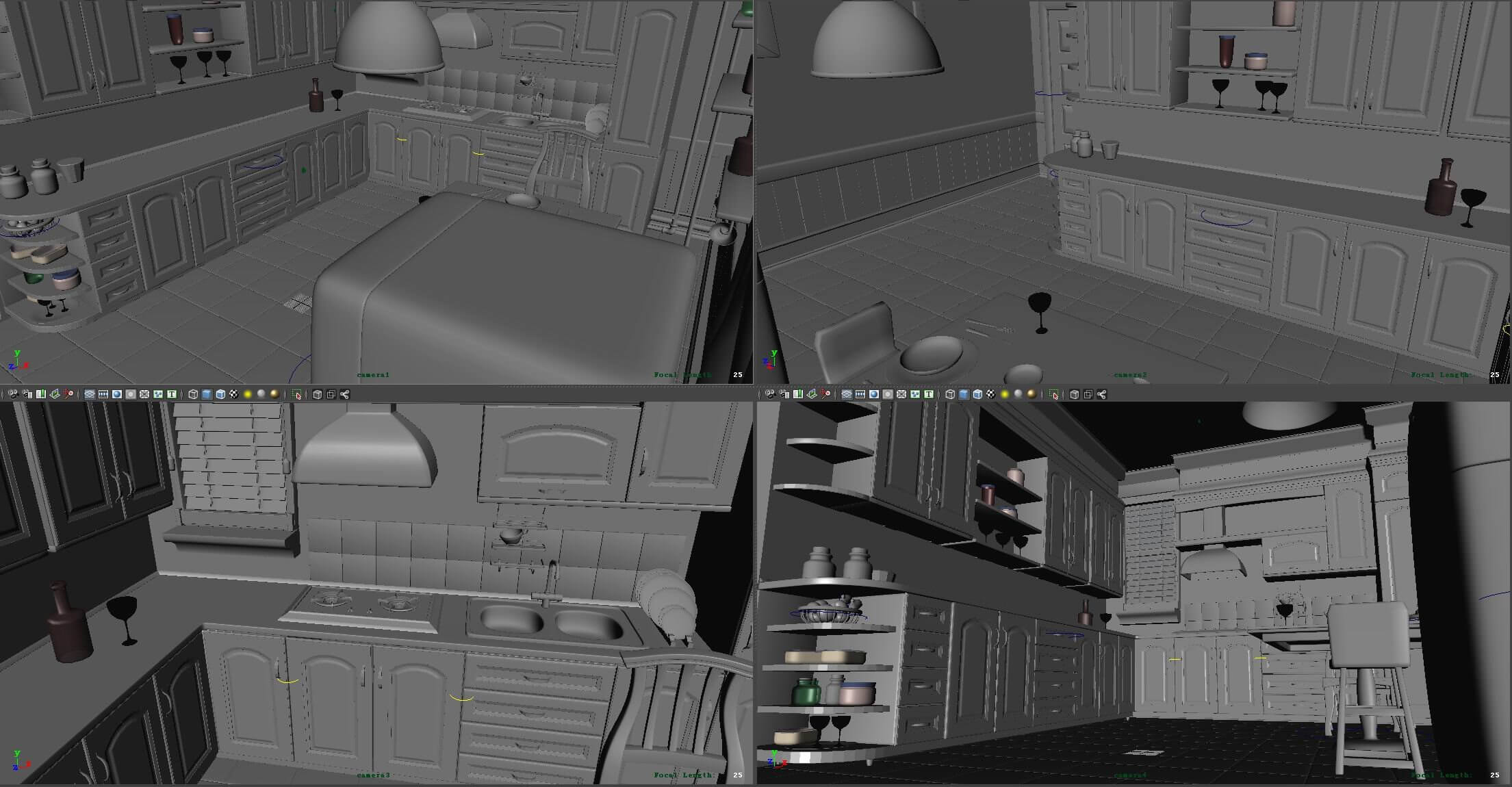 Cartoon Kitchen - 3D Model by tingting