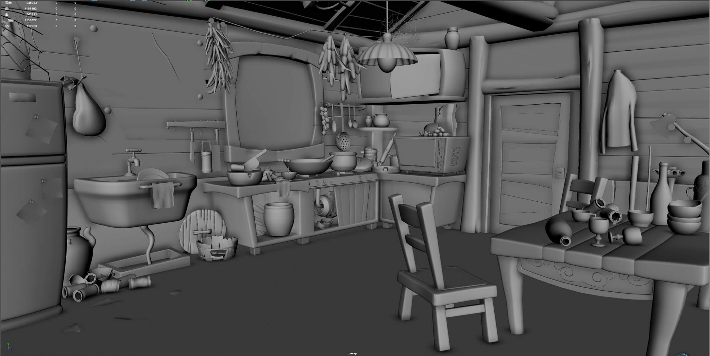 Cartoon Kitchen - 3D Model by tingting