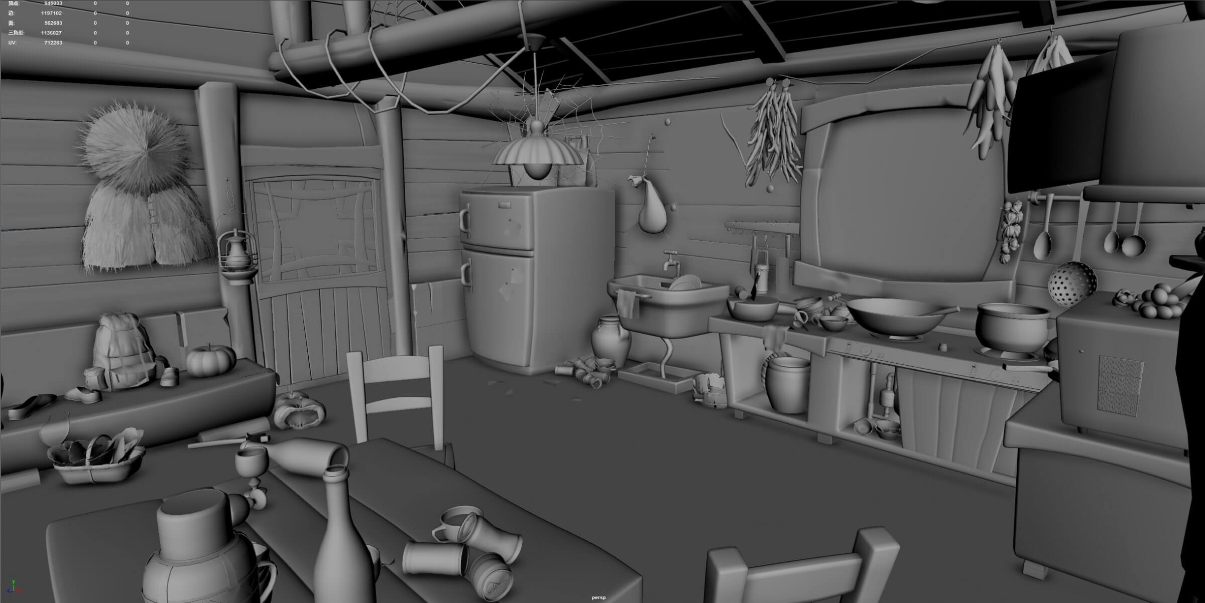 Cartoon Kitchen - 3D Model by tingting