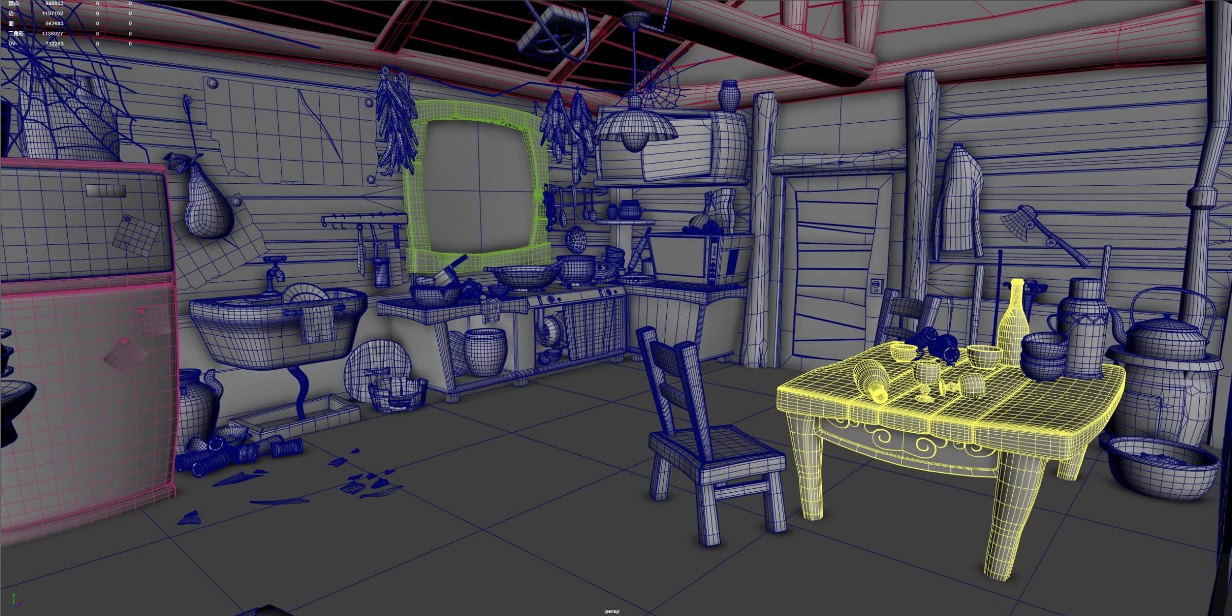 Cartoon Kitchen - 3D Model by tingting