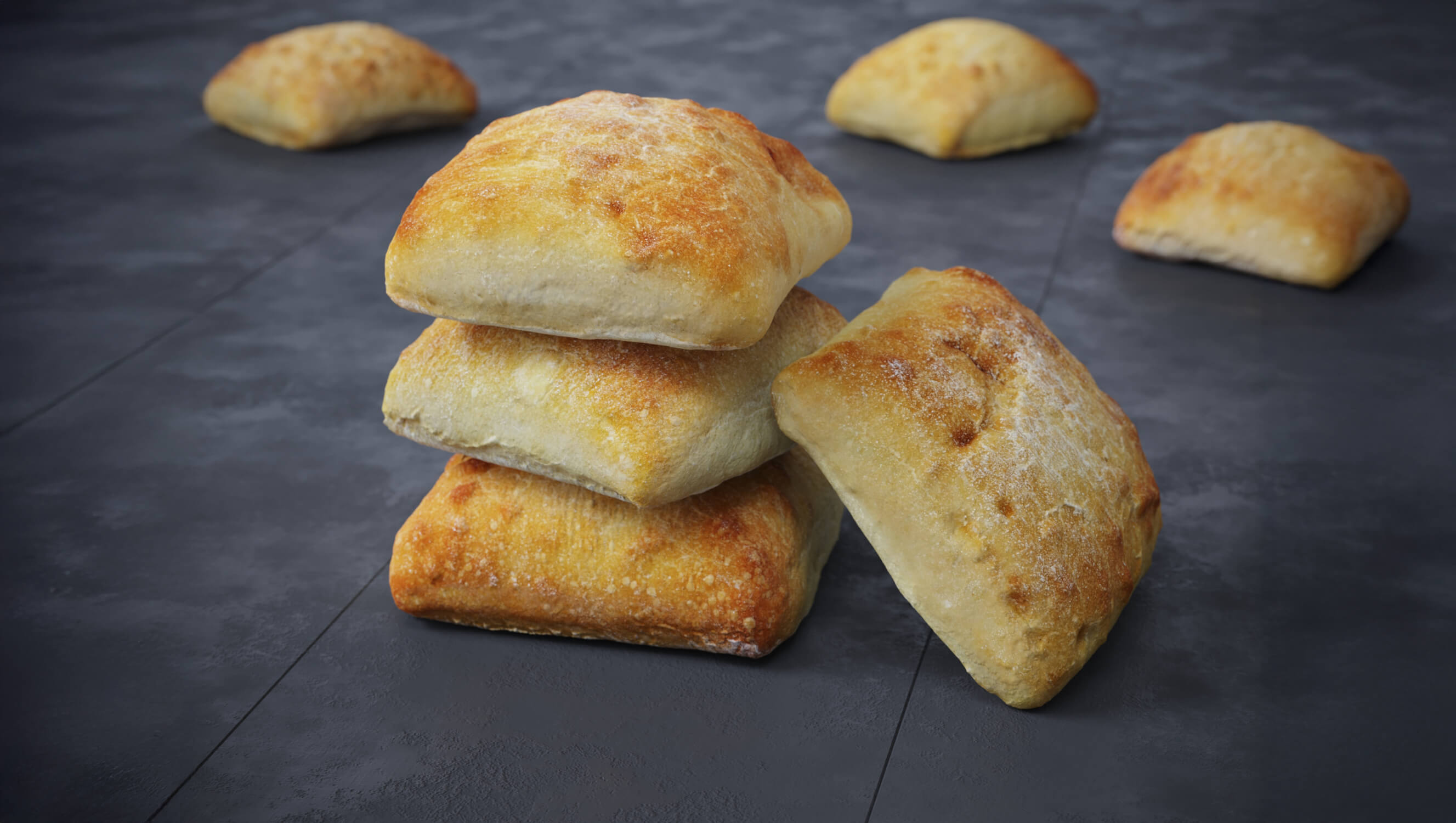 Ciabatta Rolls 6 Models - 3D Model by TmHill