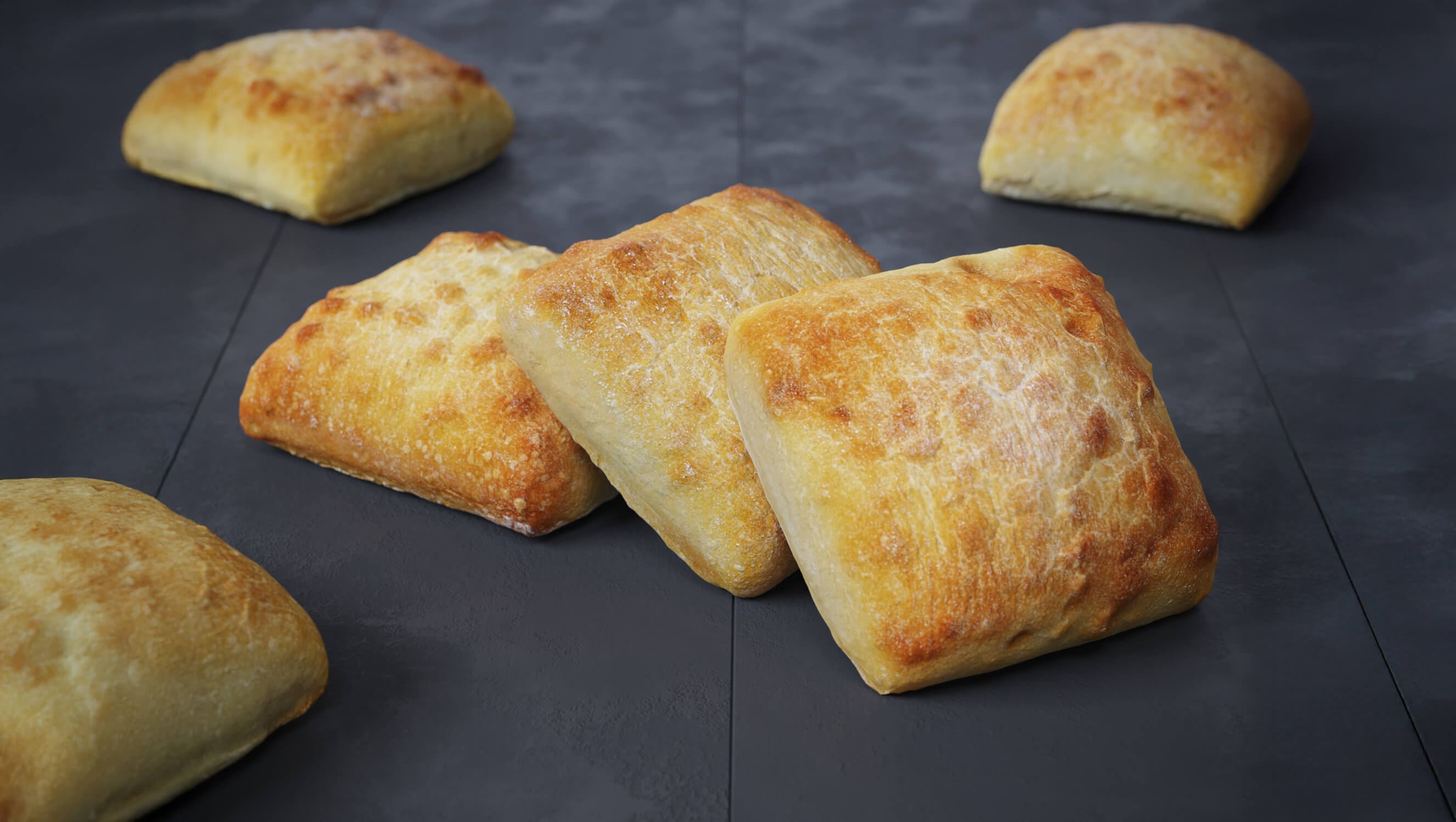 Ciabatta Rolls 6 Models - 3D Model by TmHill