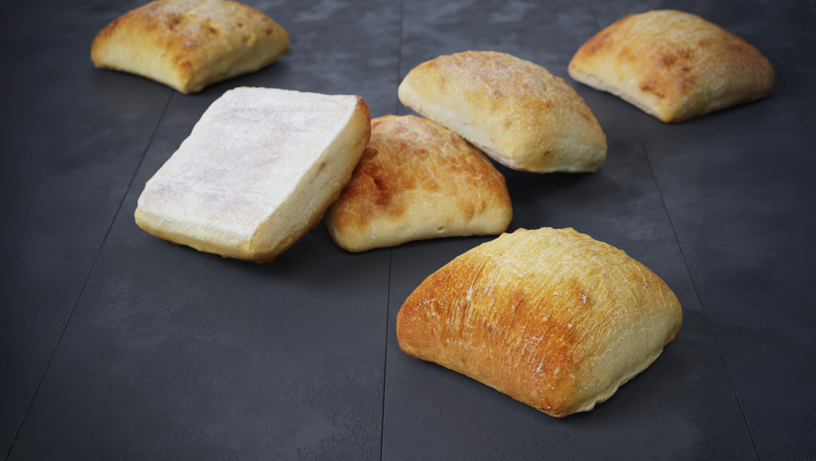 Ciabatta Rolls 6 Models - 3D Model by TmHill