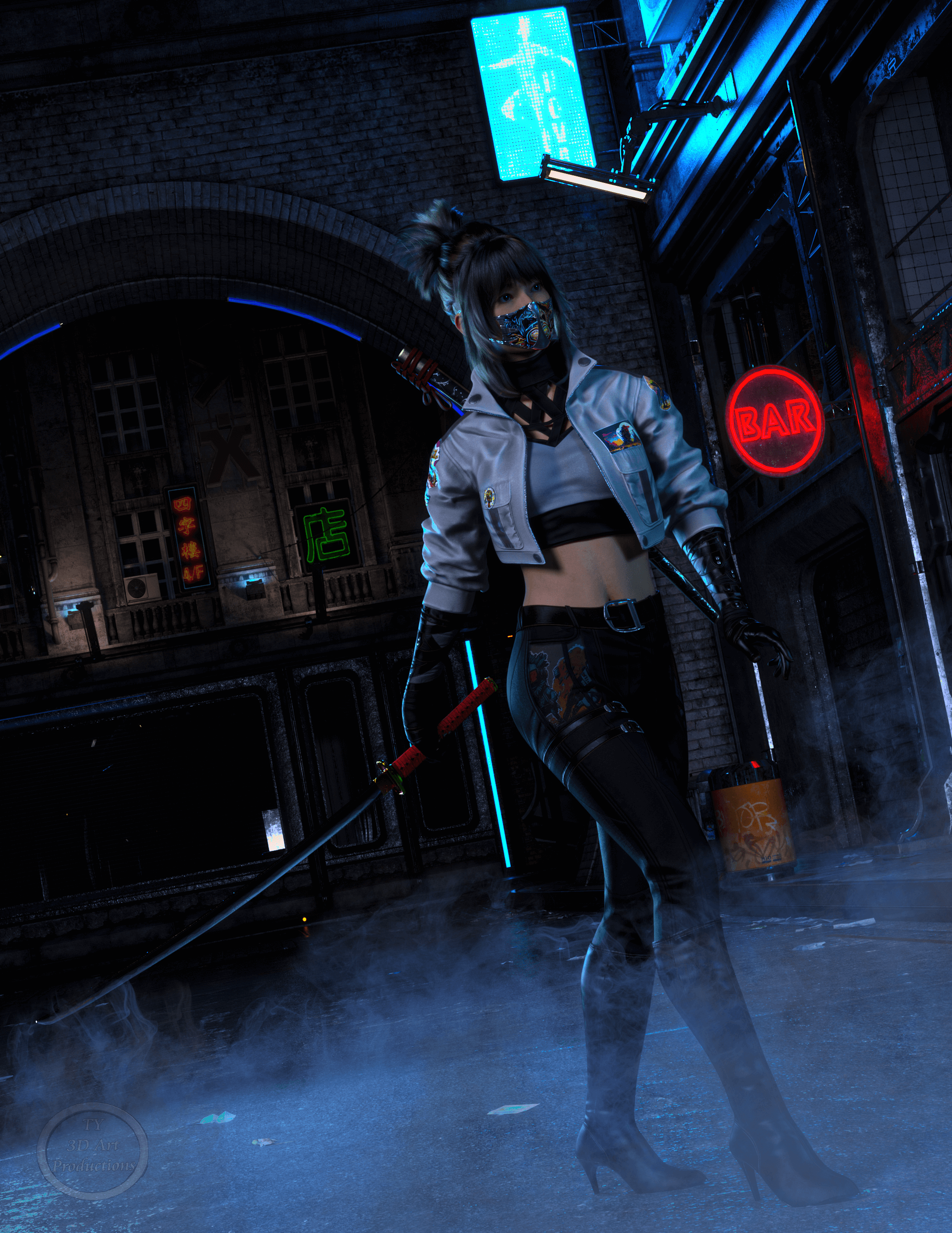 Night Warrior 3D Render, Digital Art by Tmraider