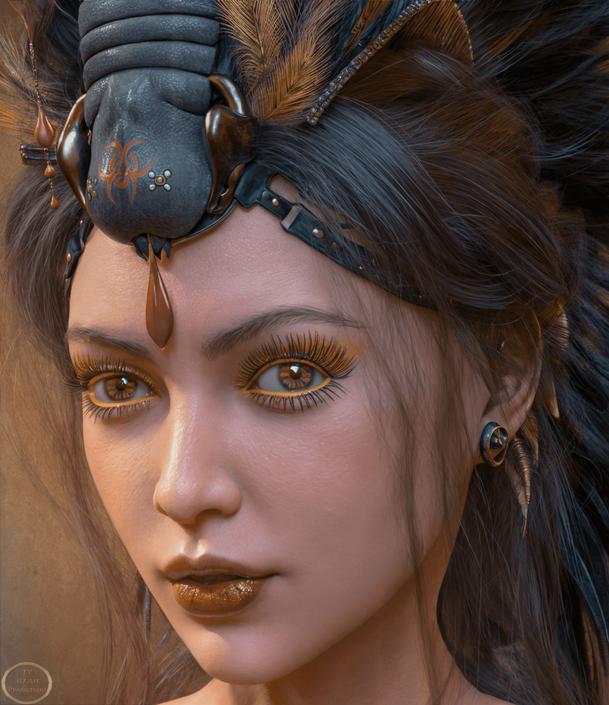 Tribal female portrait 3D Render, Digital Art by Tmraider