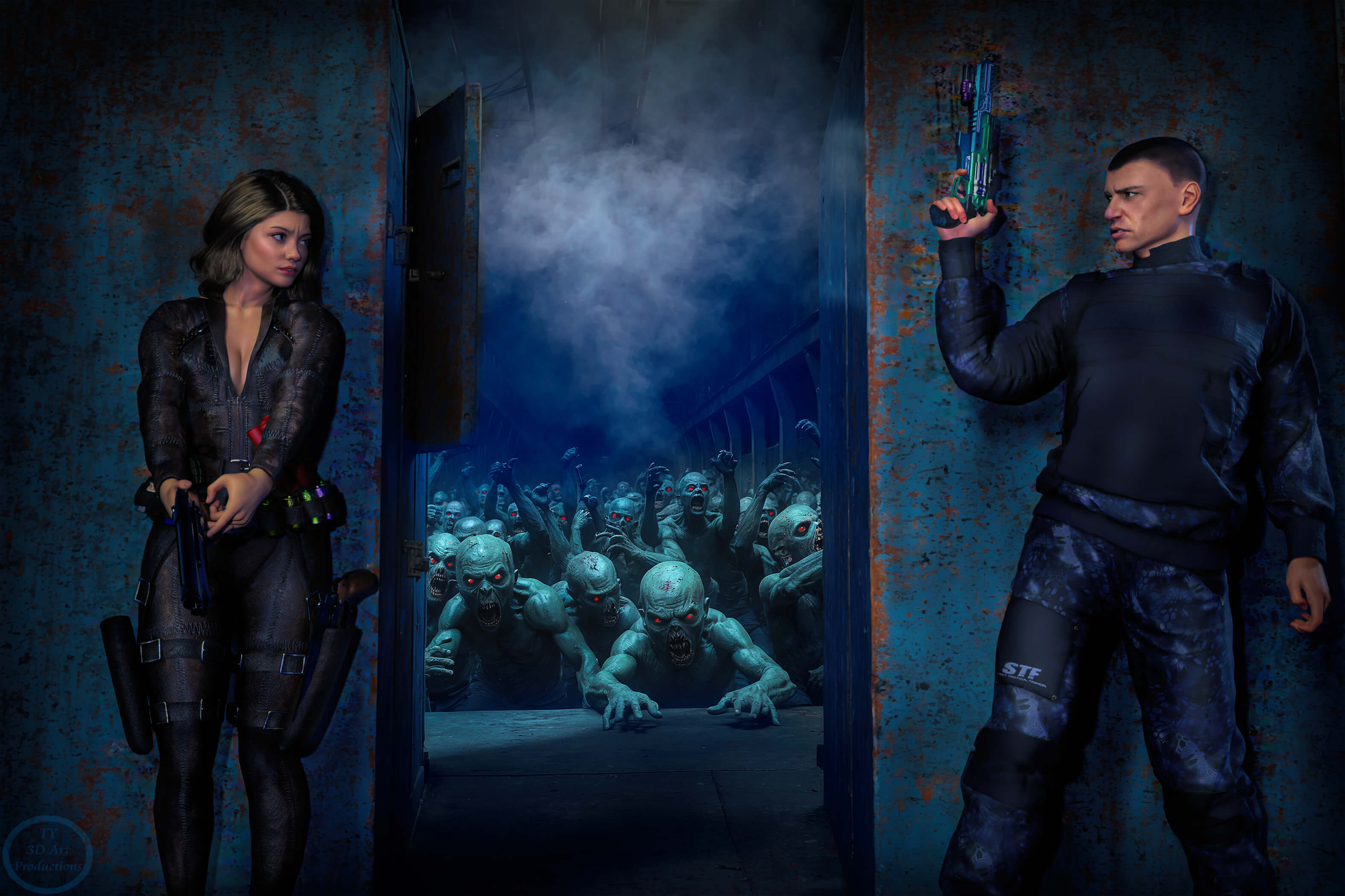 Zombie Nightmare 3D Render, Digital Art by Tmraider