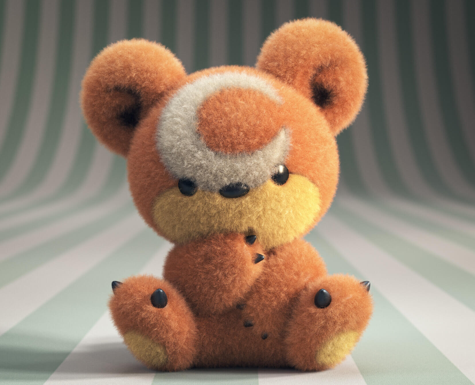 Teddiursa Pokemon Toy 3D Render, Digital Art by Tod