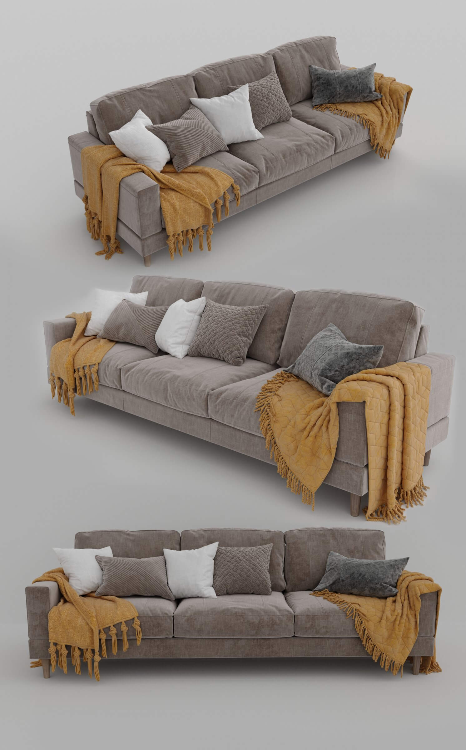 Sofa 001 - Burton Sofa Set 3D Model by tokitaki