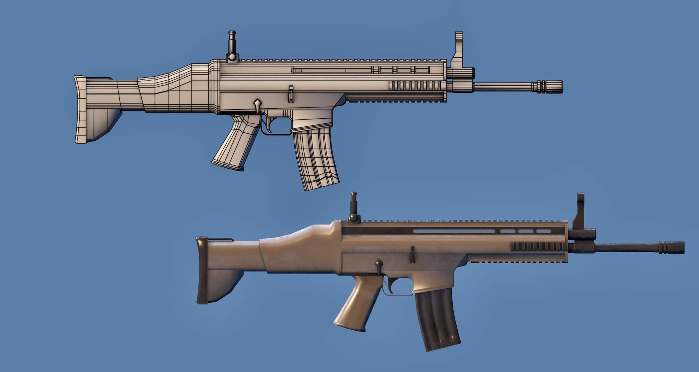 Fn Scar Gun - 3D Model by Tollaru