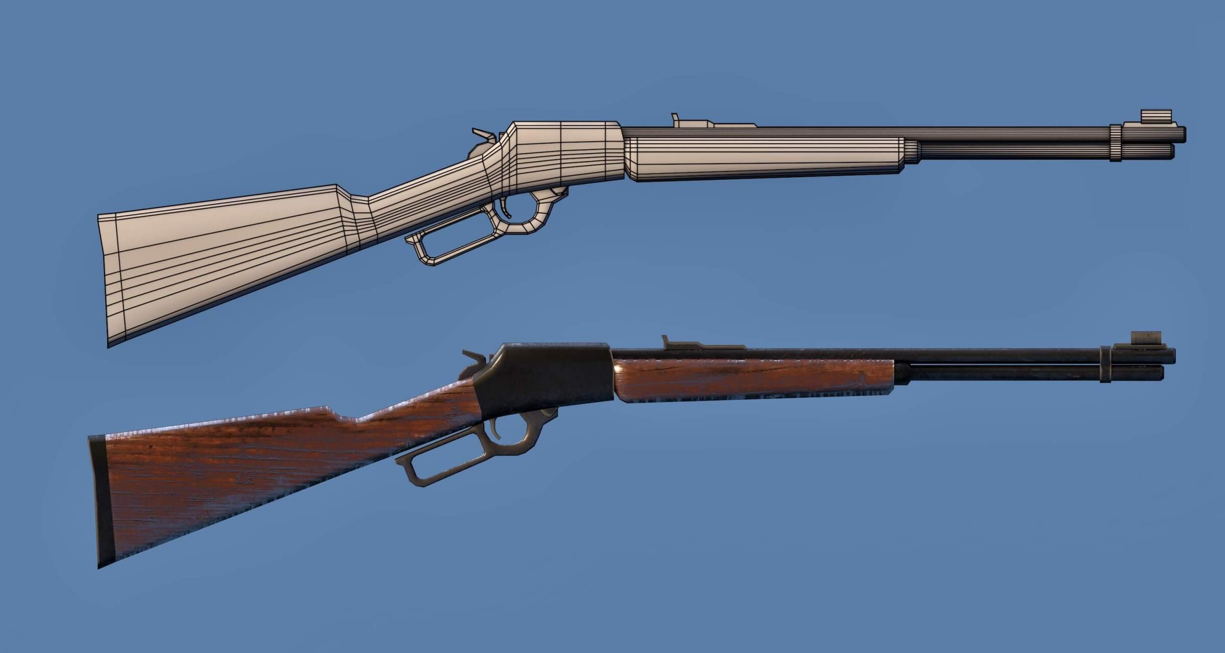 Lever Action Gun - 3D Model by Tollaru