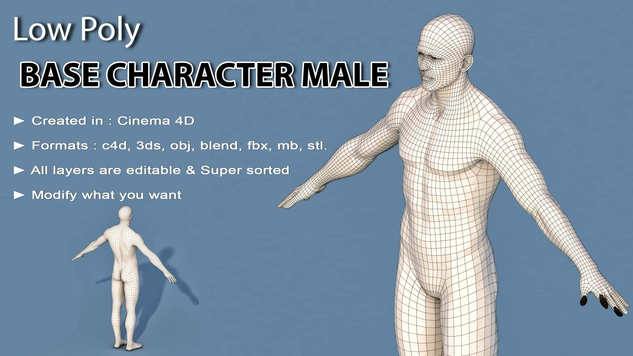 Male Character Base Mesh - 3D Model by Tollaru