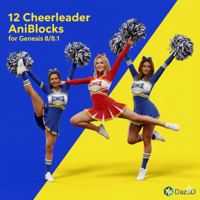 12 Cheerleader AniBlocks for Genesis 8/8.1 - Daz Content by Tomasi Studios