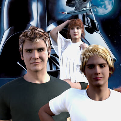 Luke, Leia, and Han Solo. for Genesis 9 Bundle by Tomasi Studios