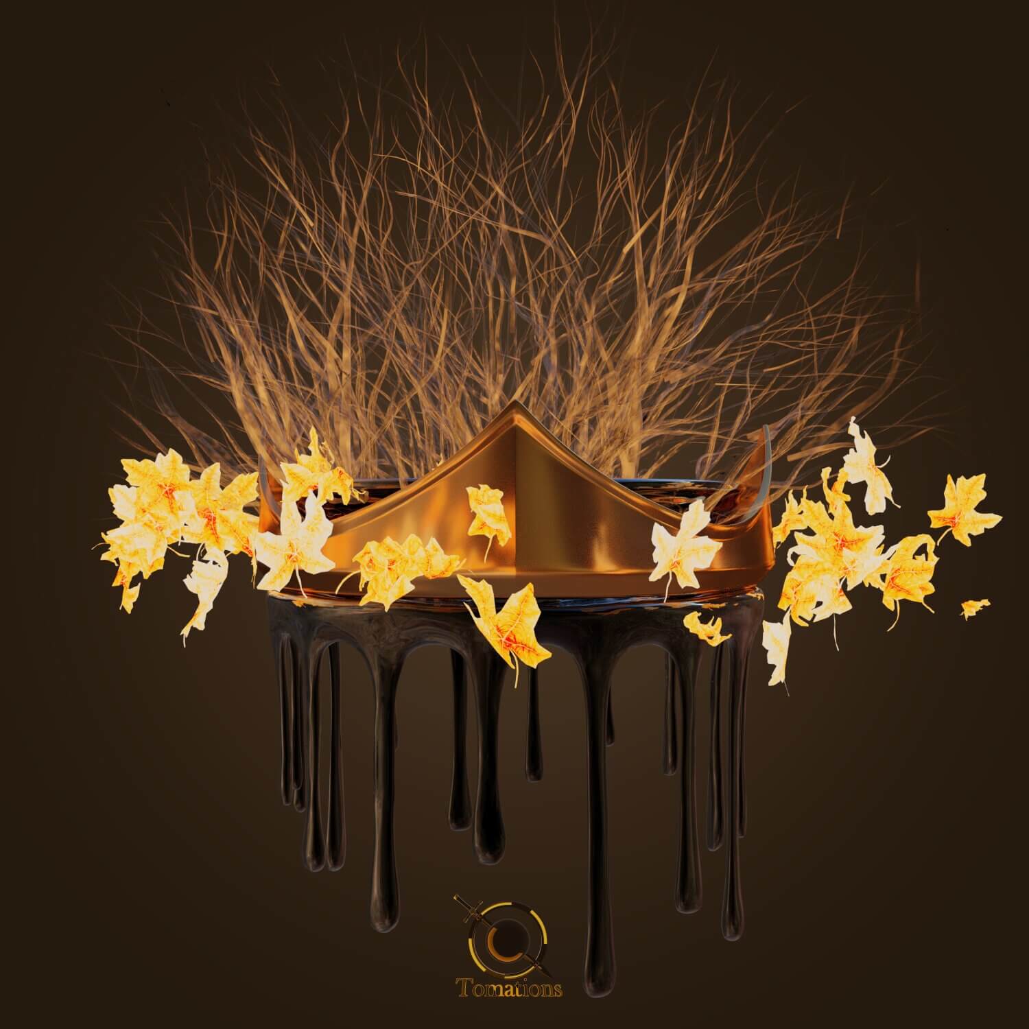 Dripping Crown 3D Render, Digital Art by Tomations
