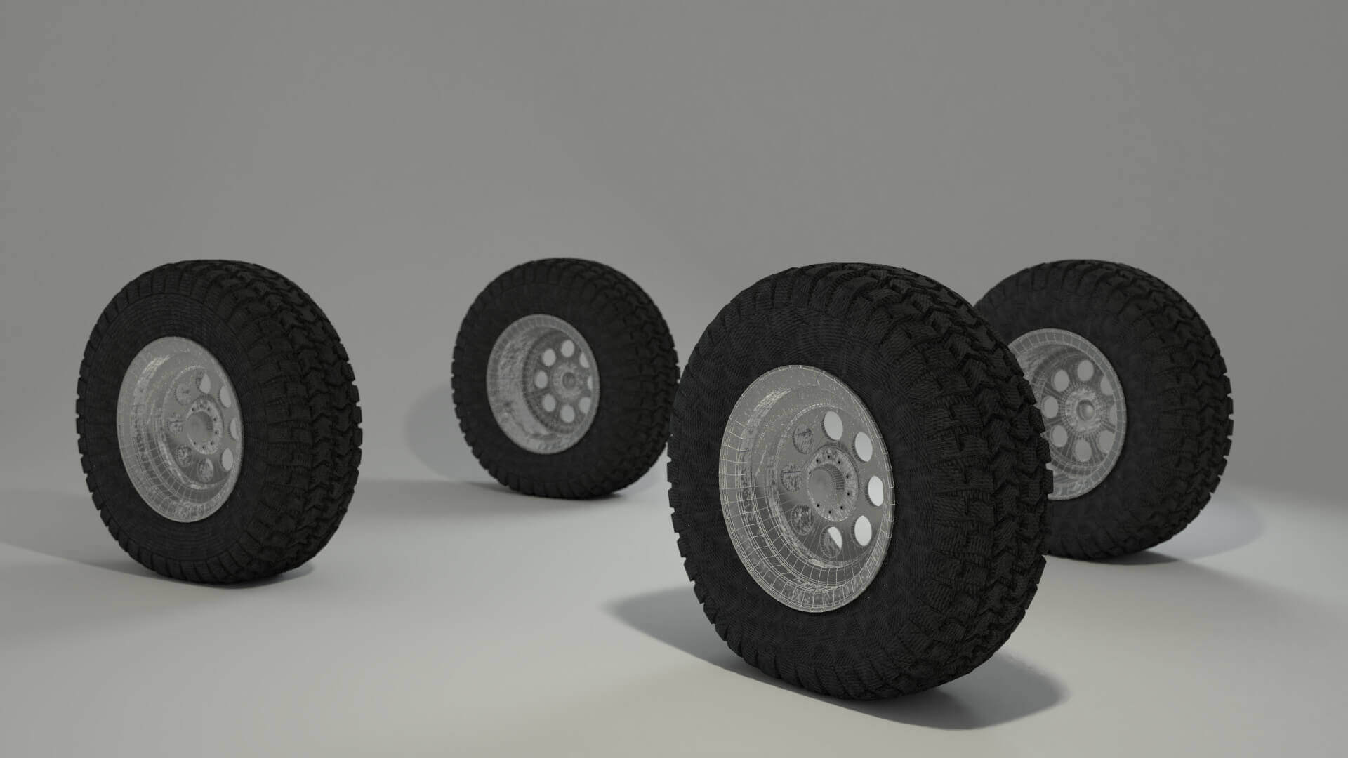 Offroad Truck Wheel Set - 3D Model by Tomations