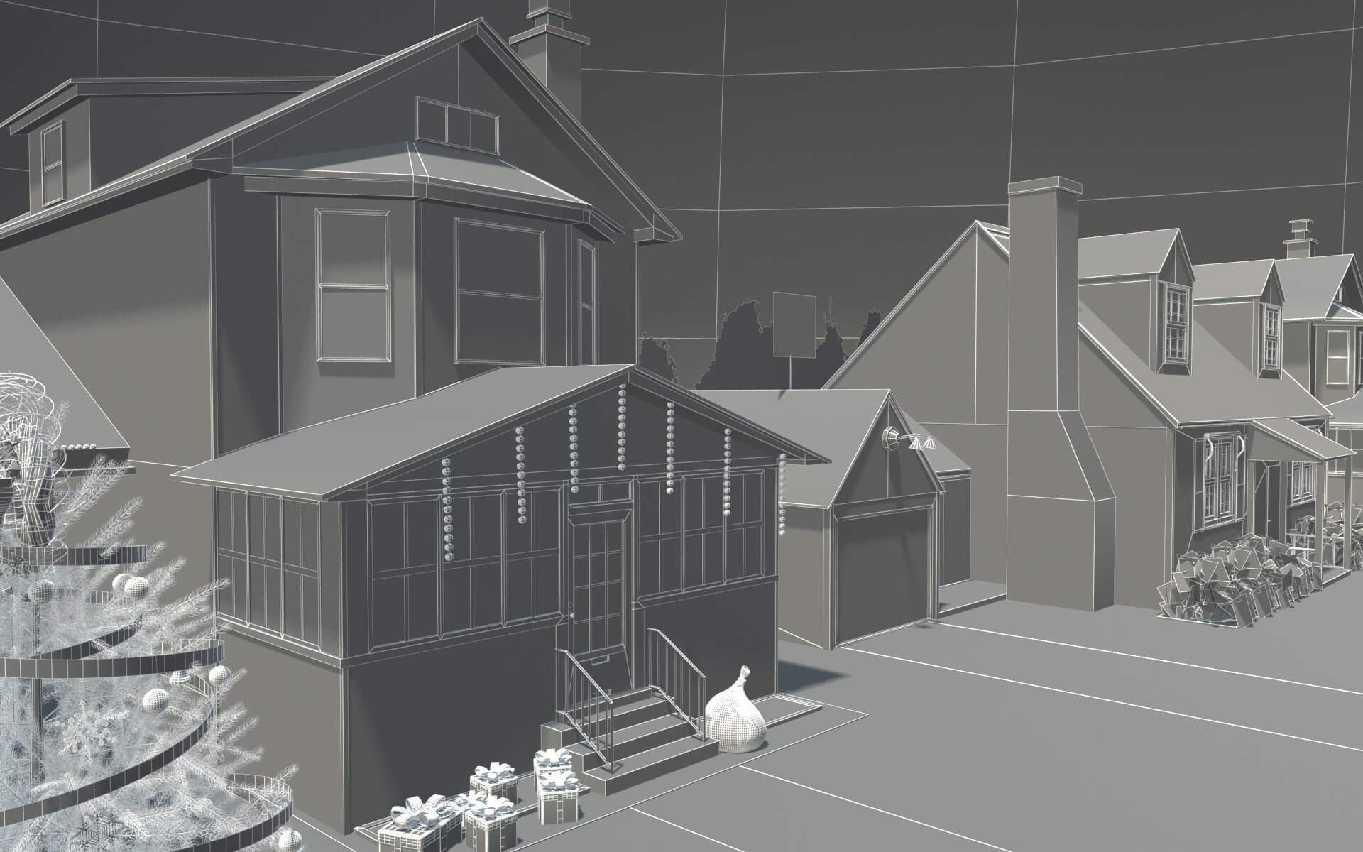 Christmas Residential Community Area - 3D Model by tomoplace