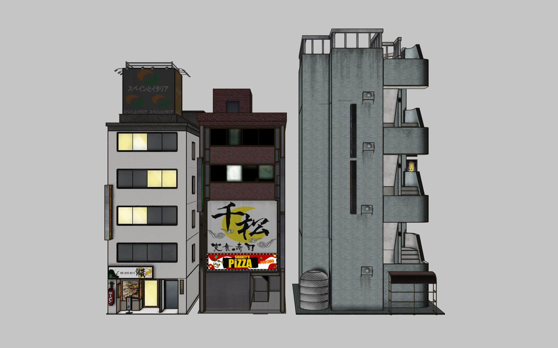 Japanese Commercial Building 0011 - 3D Model by tomoplace