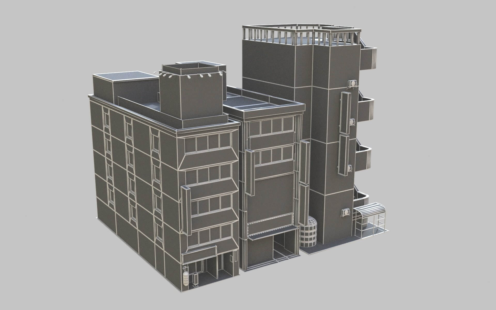 Japanese Commercial Building 0011 - 3D Model by tomoplace