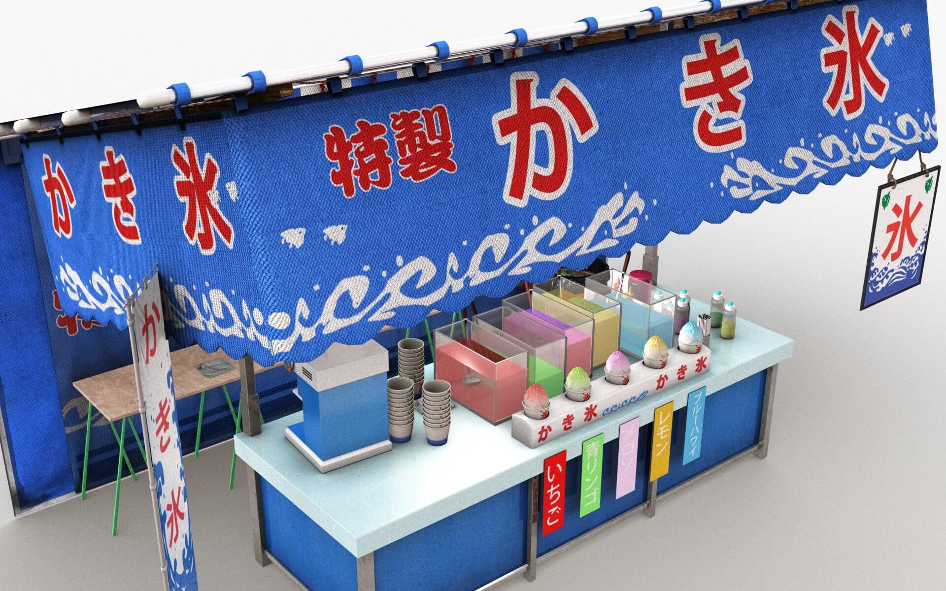 Japanese Street Stall 0003 Kakigori Stand - 3D Model by tomoplace
