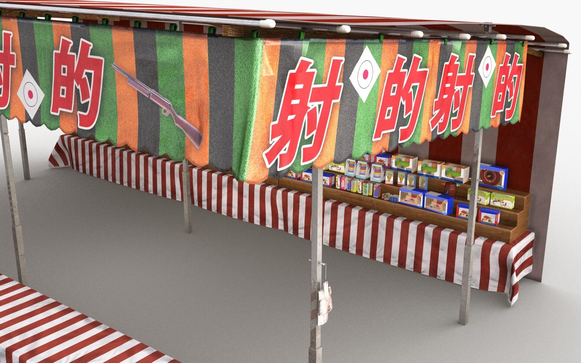 Japanese Street Stall 0008 Shateki Gun-shooting 3D Model by tomoplace