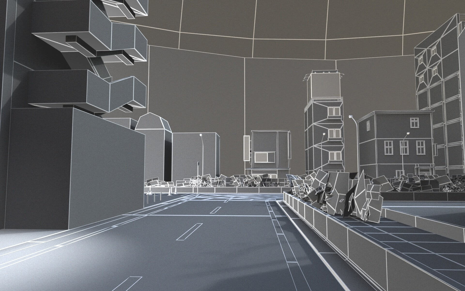 Japanese Streetscape Apartment Night - 3D Model by tomoplace