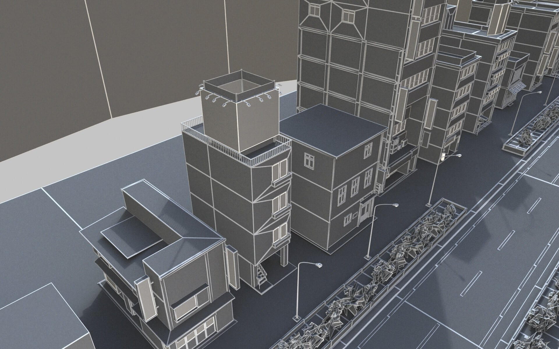 Japanese Streetscape Apartment Night - 3D Model by tomoplace