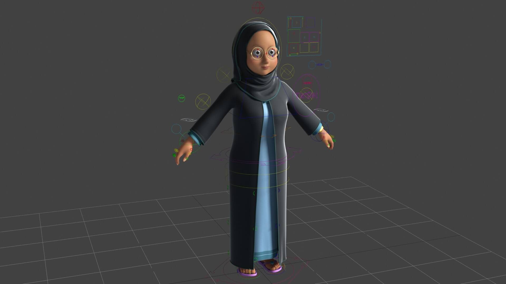 Arab Muslim Cartoon Family - 3D Model by toonworks