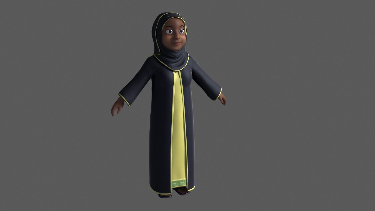 Arab Muslim Cartoon Family - 3D Model by toonworks