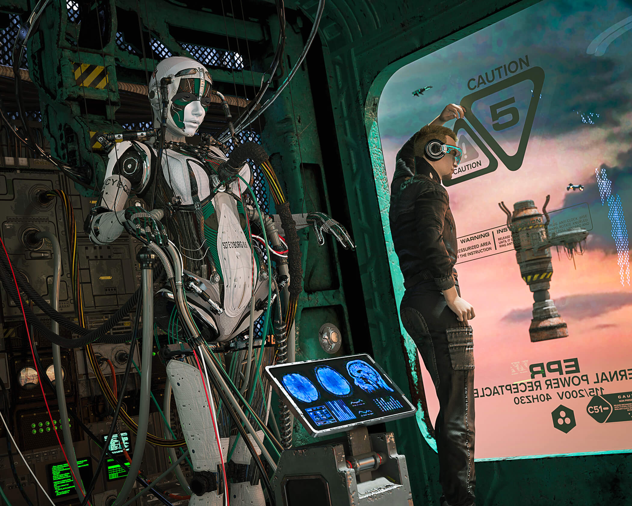 AI Mechanic 3D Render, Digital Art by Torgan