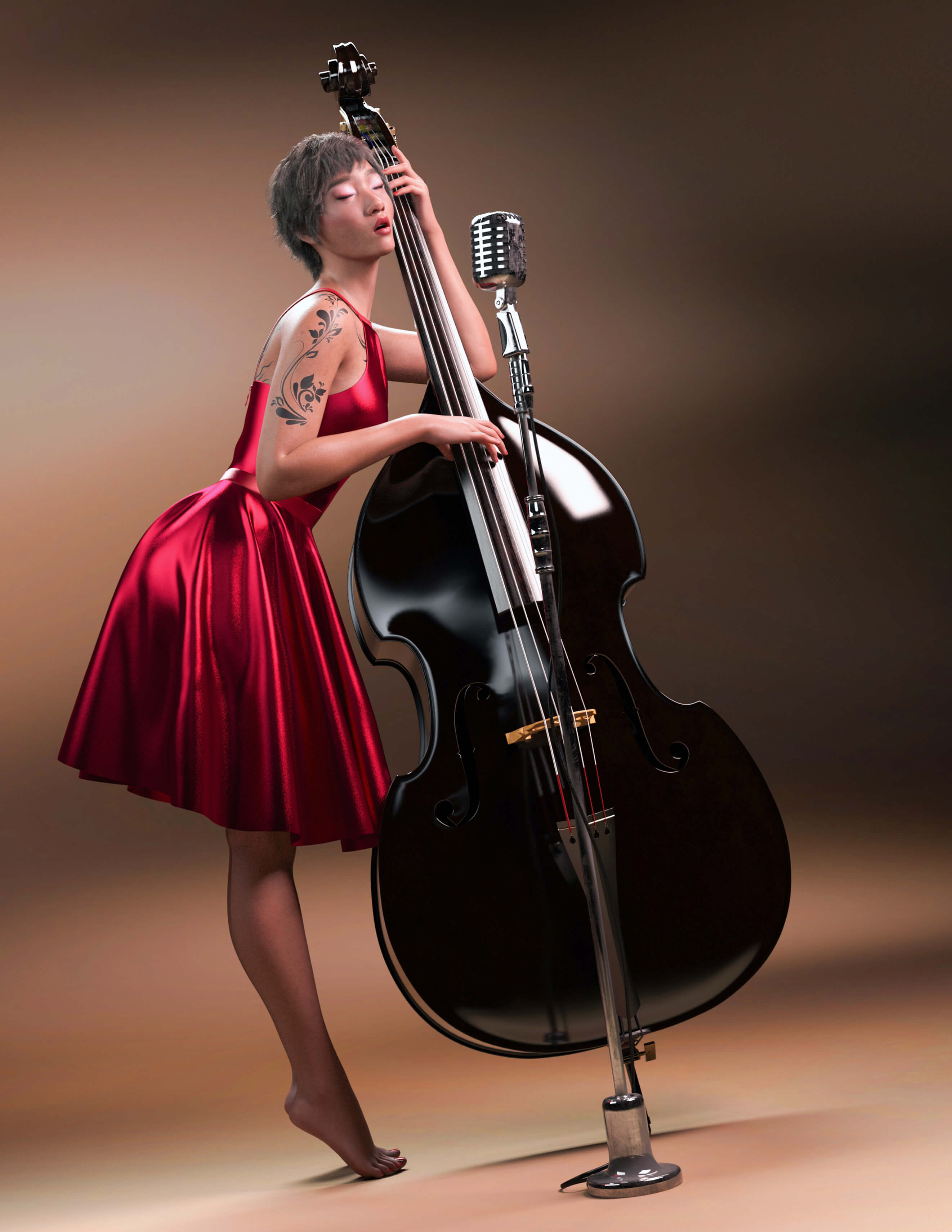 Bassist 3D Render, Digital Art by Torgan