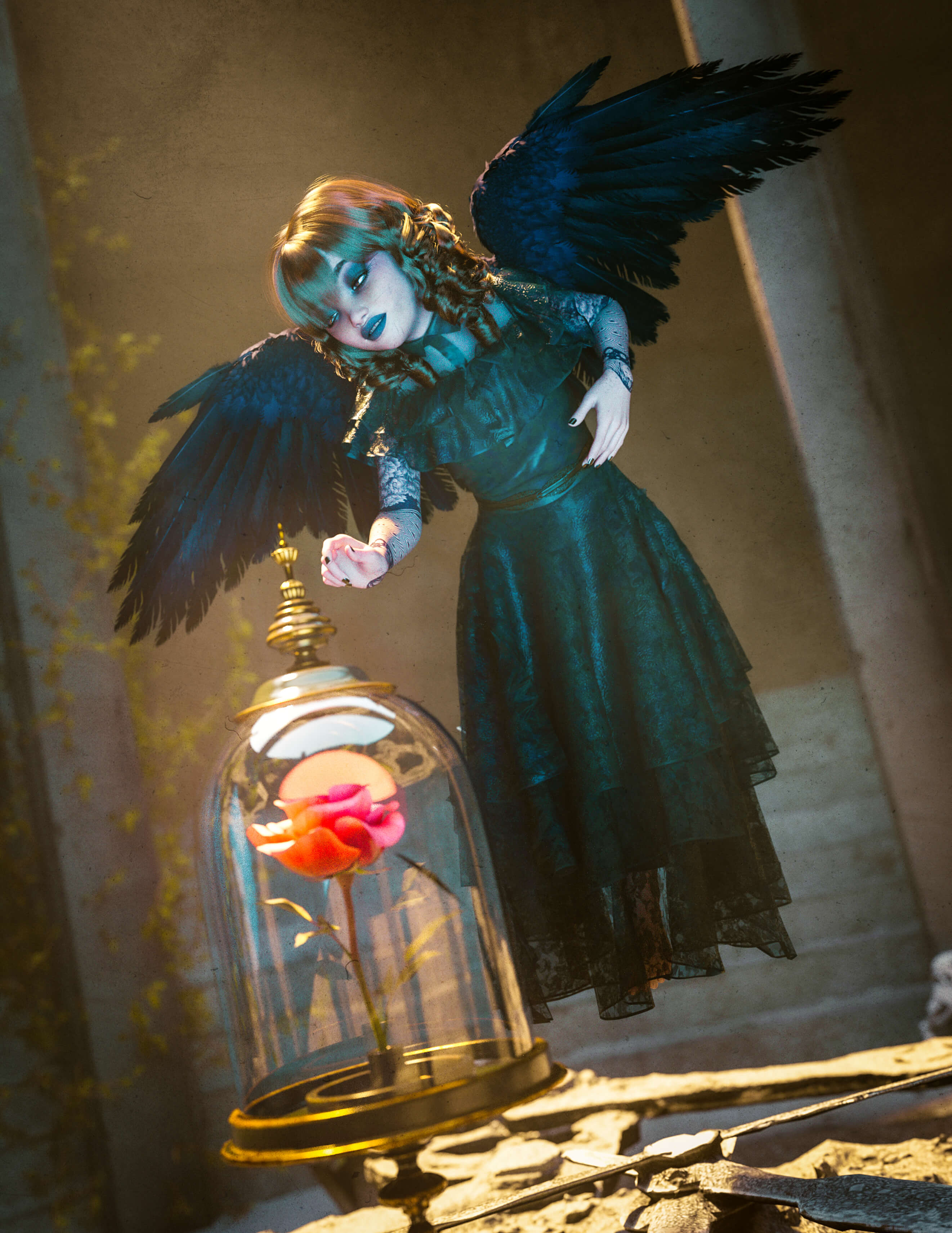 Black Roses 3D Render, Digital Art by Torgan