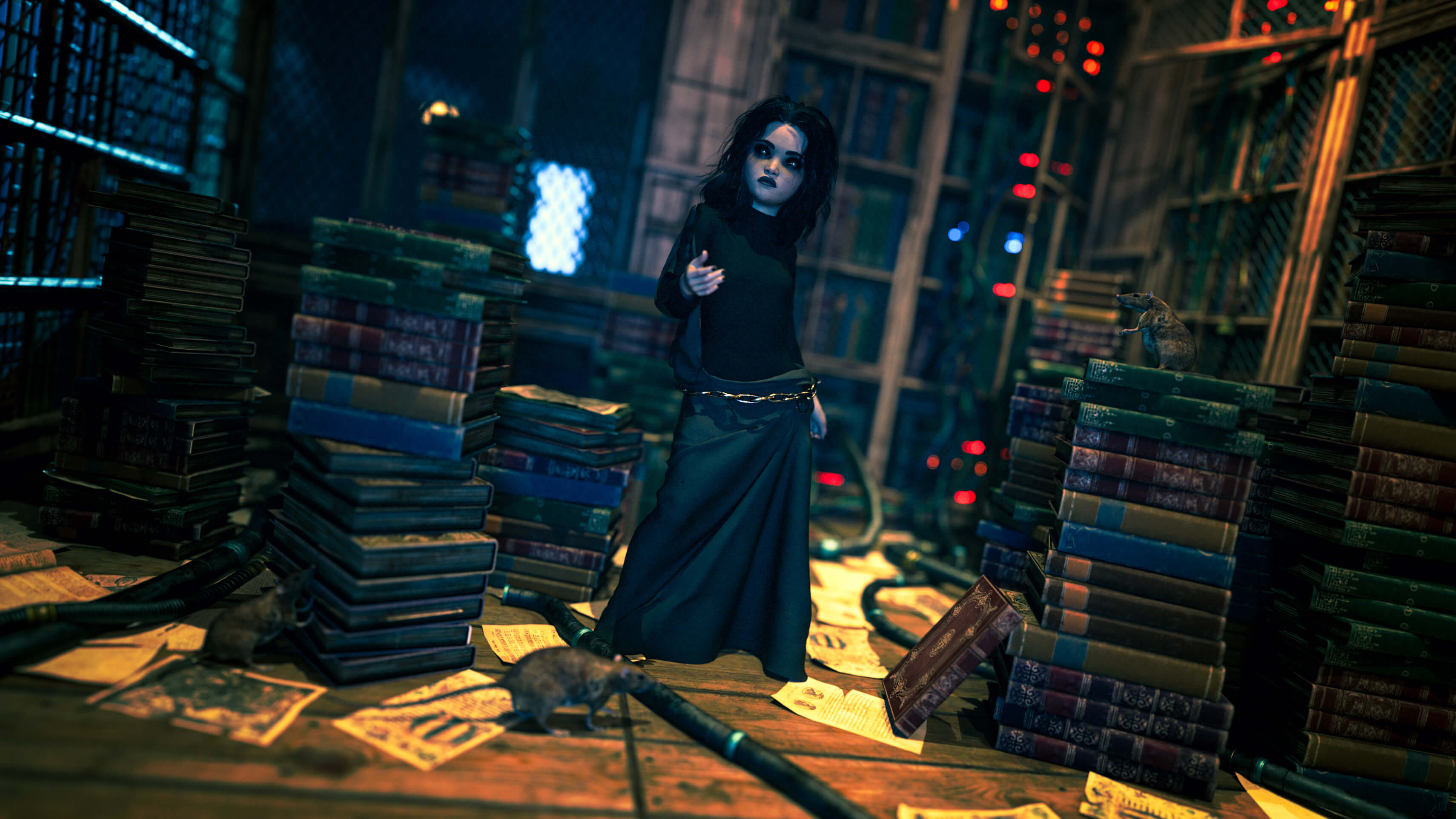 Dark Library 3D Render | RenderHub Gallery