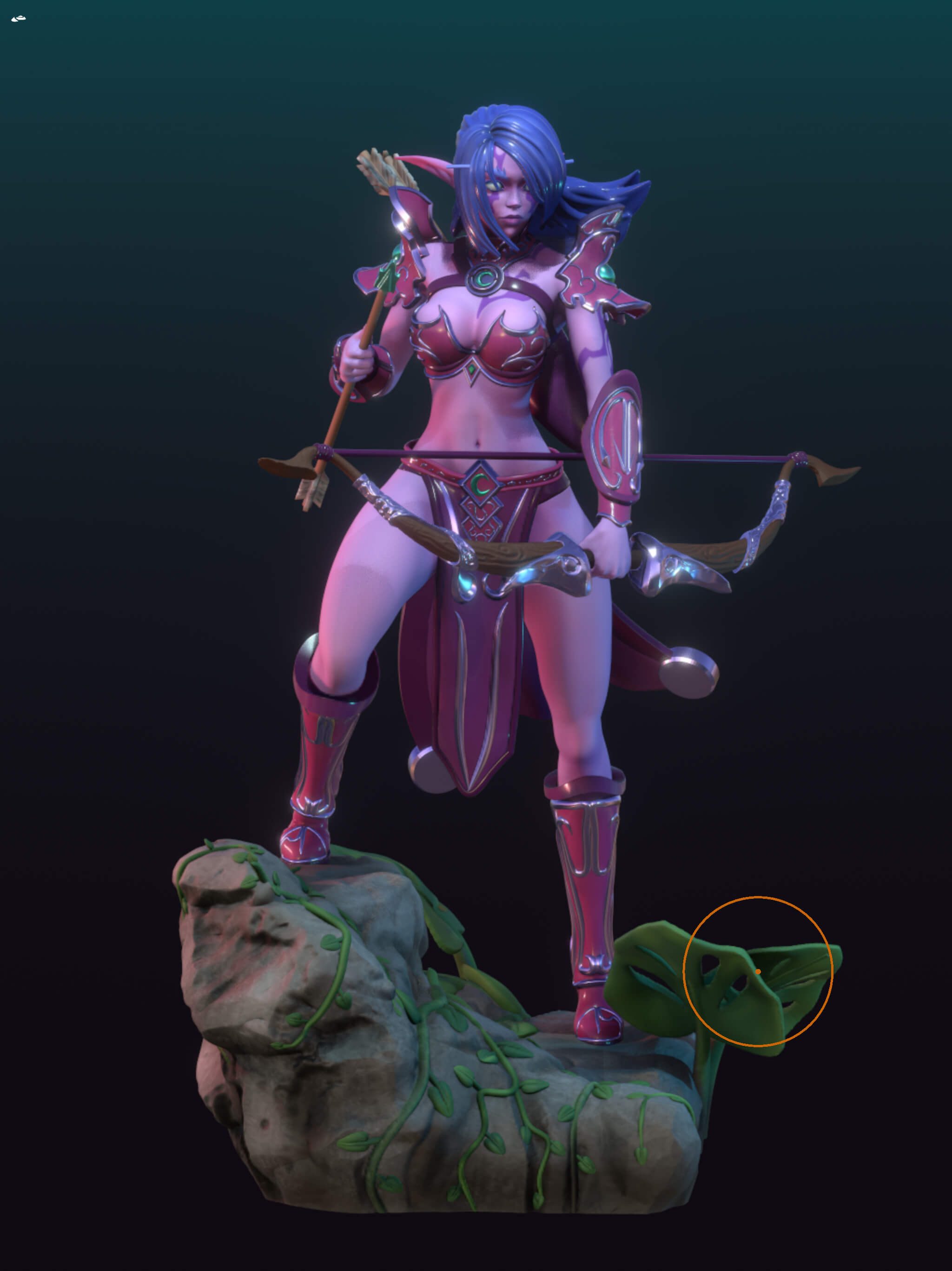 Elf Archer Figurine - 3D Model by Toshik