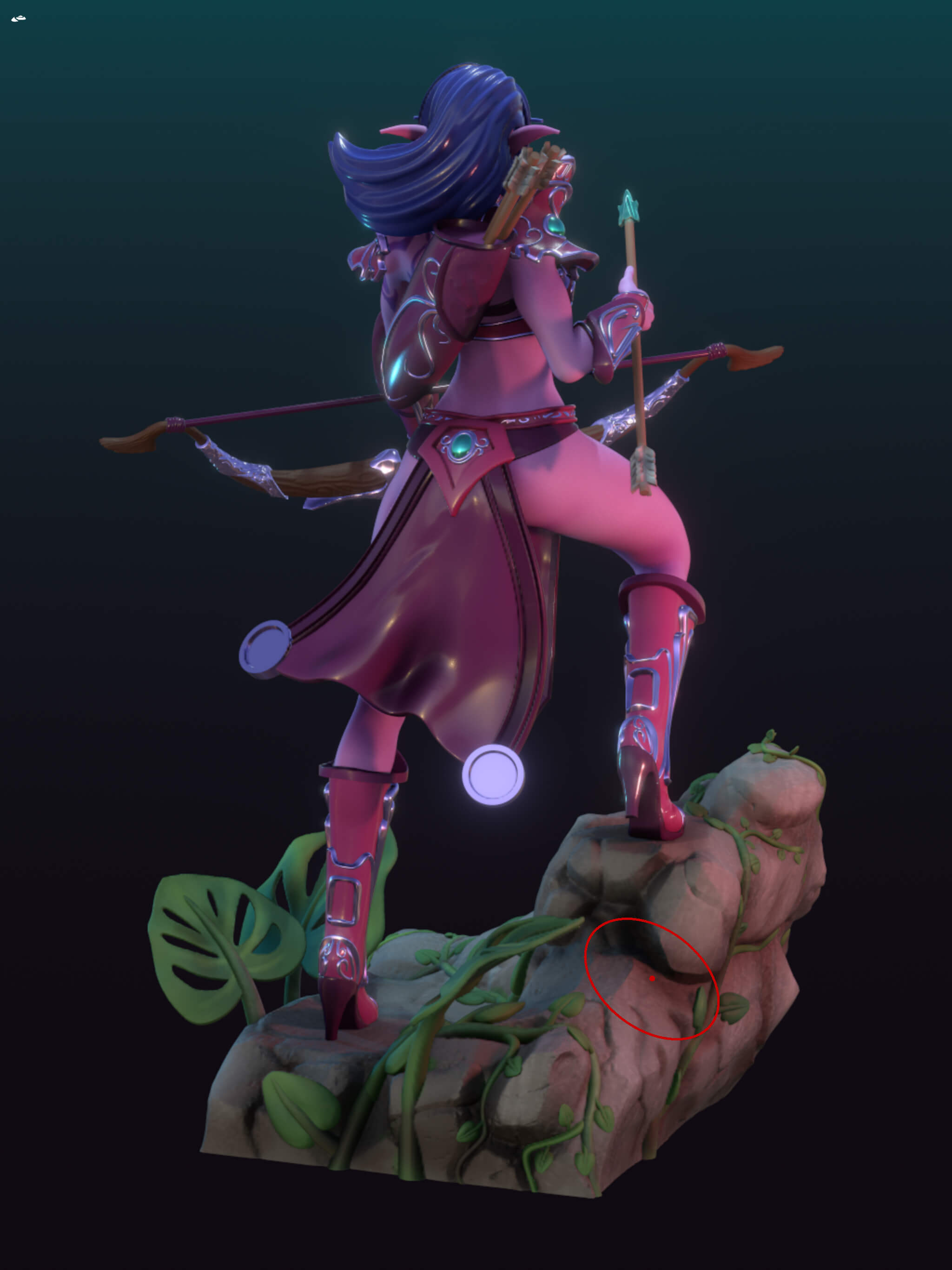 Elf Archer Figurine - 3D Model by Toshik
