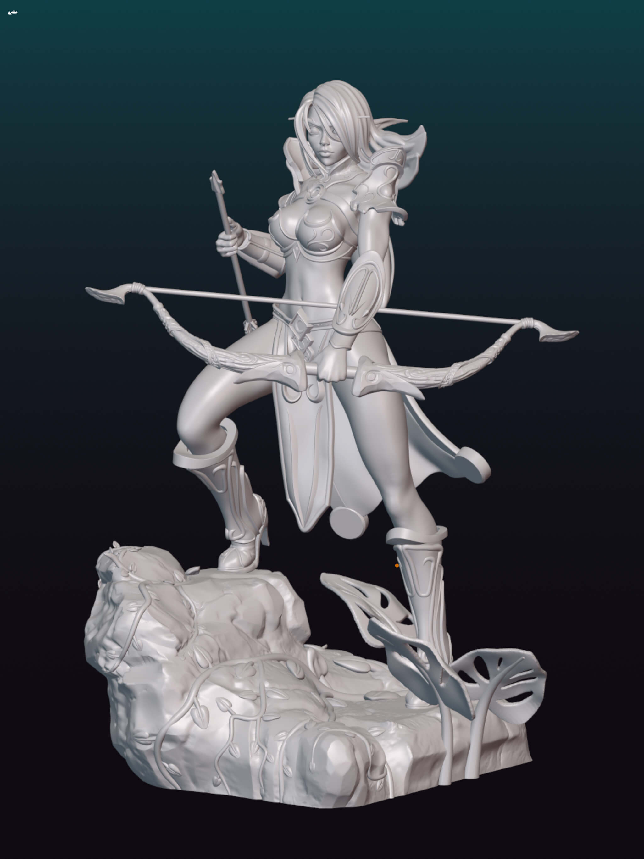 Elf Archer Figurine - 3D Model by Toshik