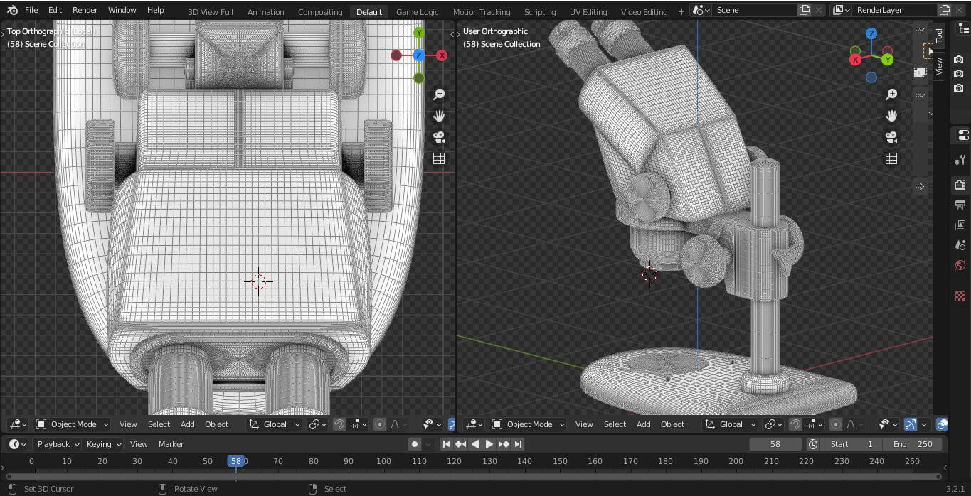 Stereo Microscope - 3D Model by Touati