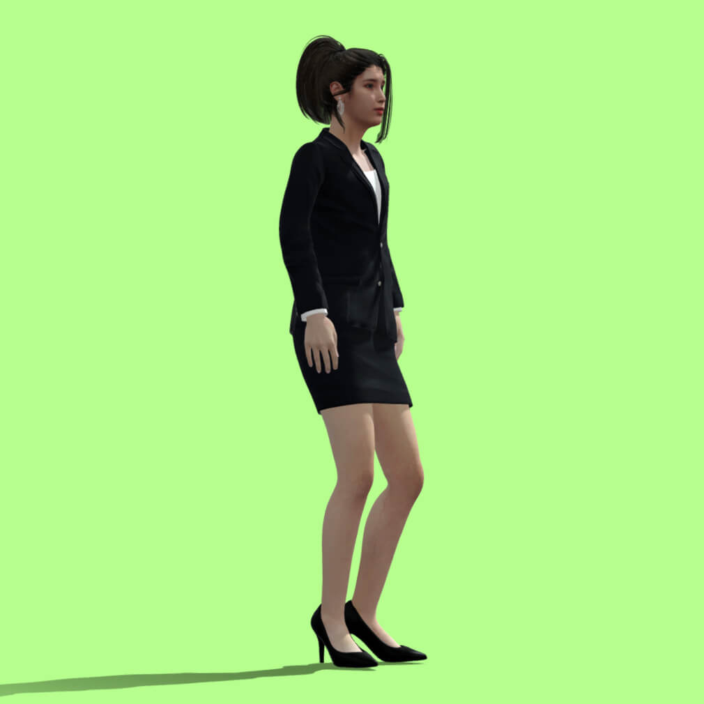 3D Rigged Business Girl Standing by tranduyhieu