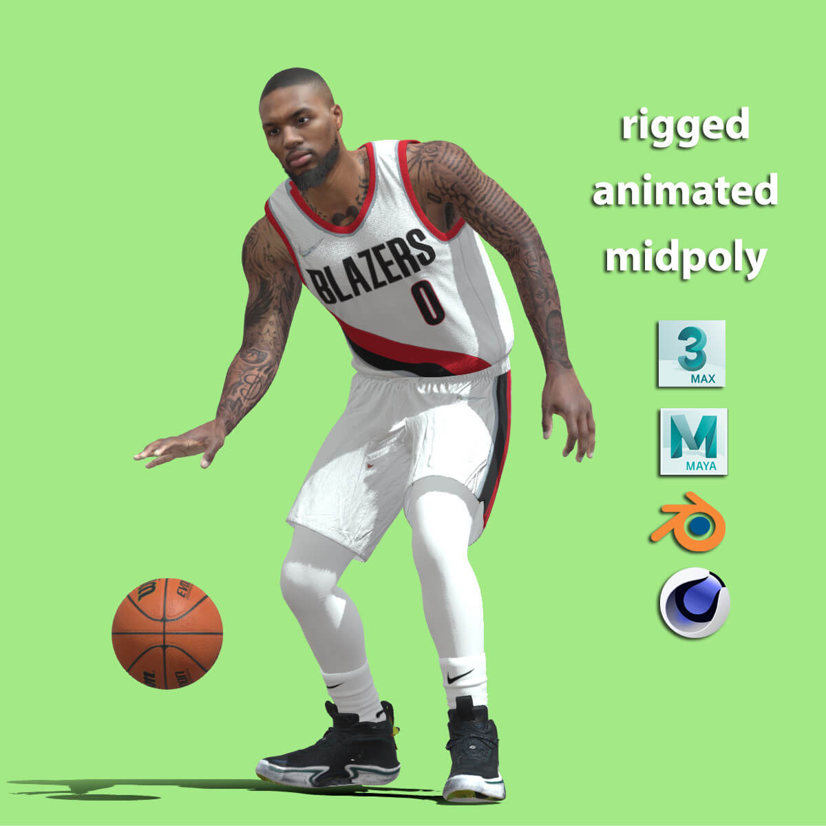 3D Damian Lillard Portland Trail Blazers NBA 3D Render