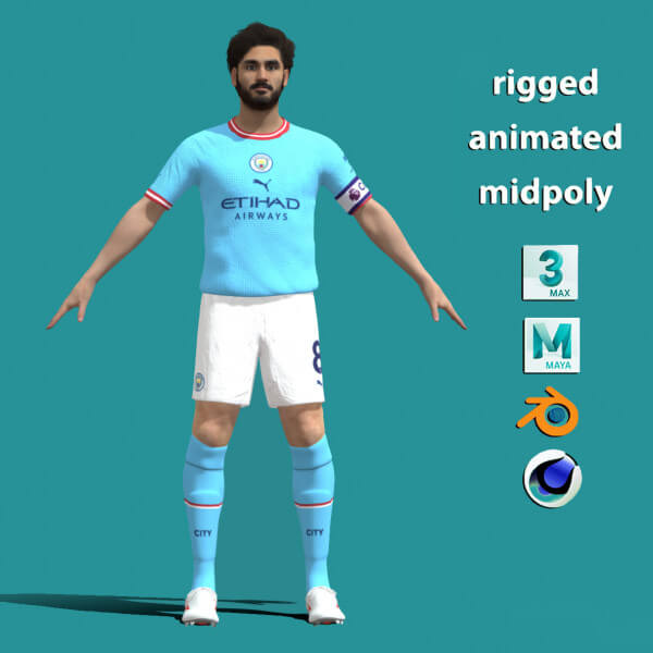 T-Pose Rigged Rodri Manchester City 3D Render | RenderHub Gallery