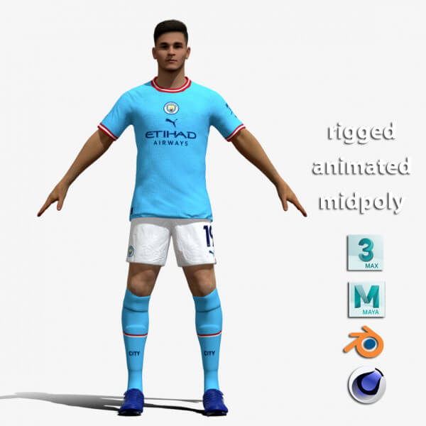 T-Pose Rigged Rodri Manchester City 3D Render | RenderHub Gallery