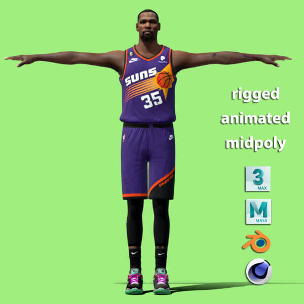 T- Pose Rigged Kevin Love Miami Heat NBA 3D Render | RenderHub Gallery