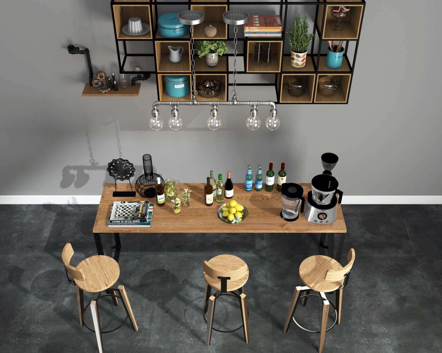 Industrial Dinner Table - 3D Model by tranduyhieu