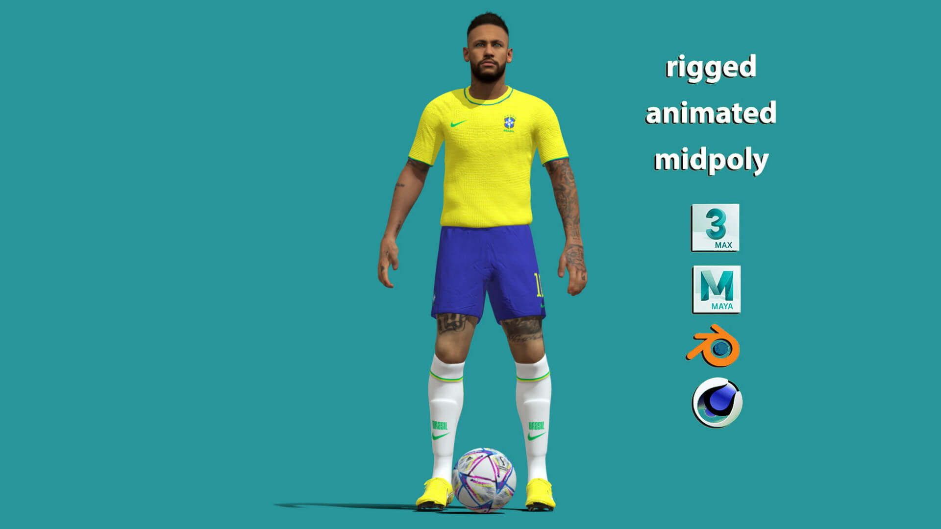 Neymar Brazil Worldcup 2022 - 3D Model by tranduyhieu