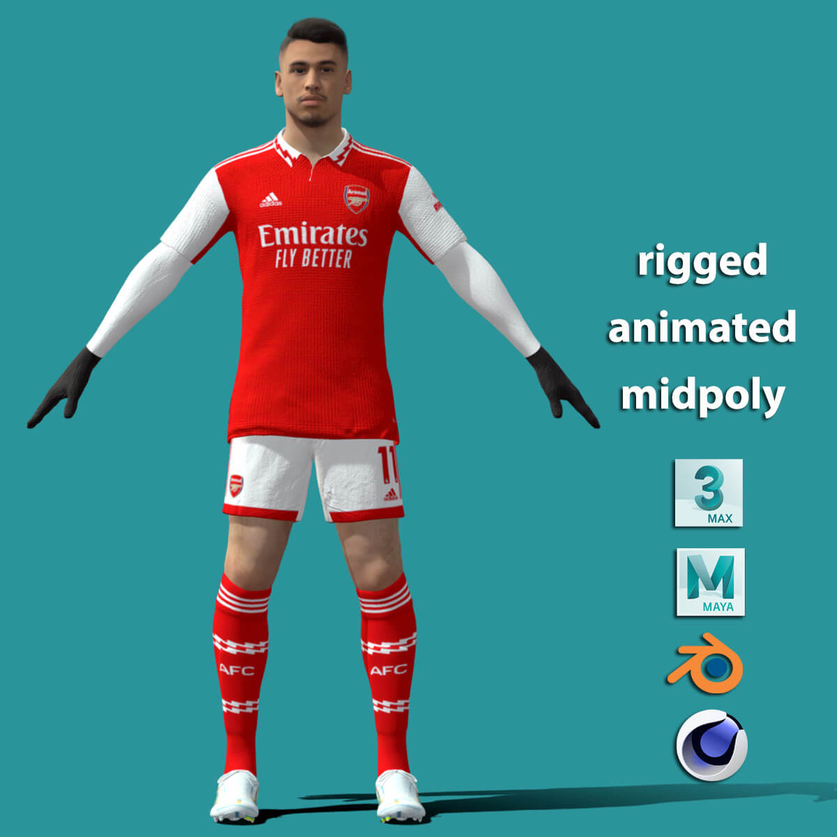 T-P Rigged Martinelli Arsenal 3D Model by tranduyhieu