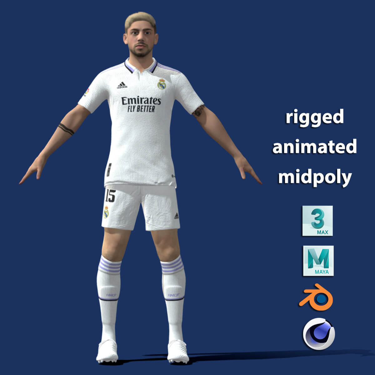 T-P Rigged Valverde Real Madrid 2023 3D Model by tranduyhieu