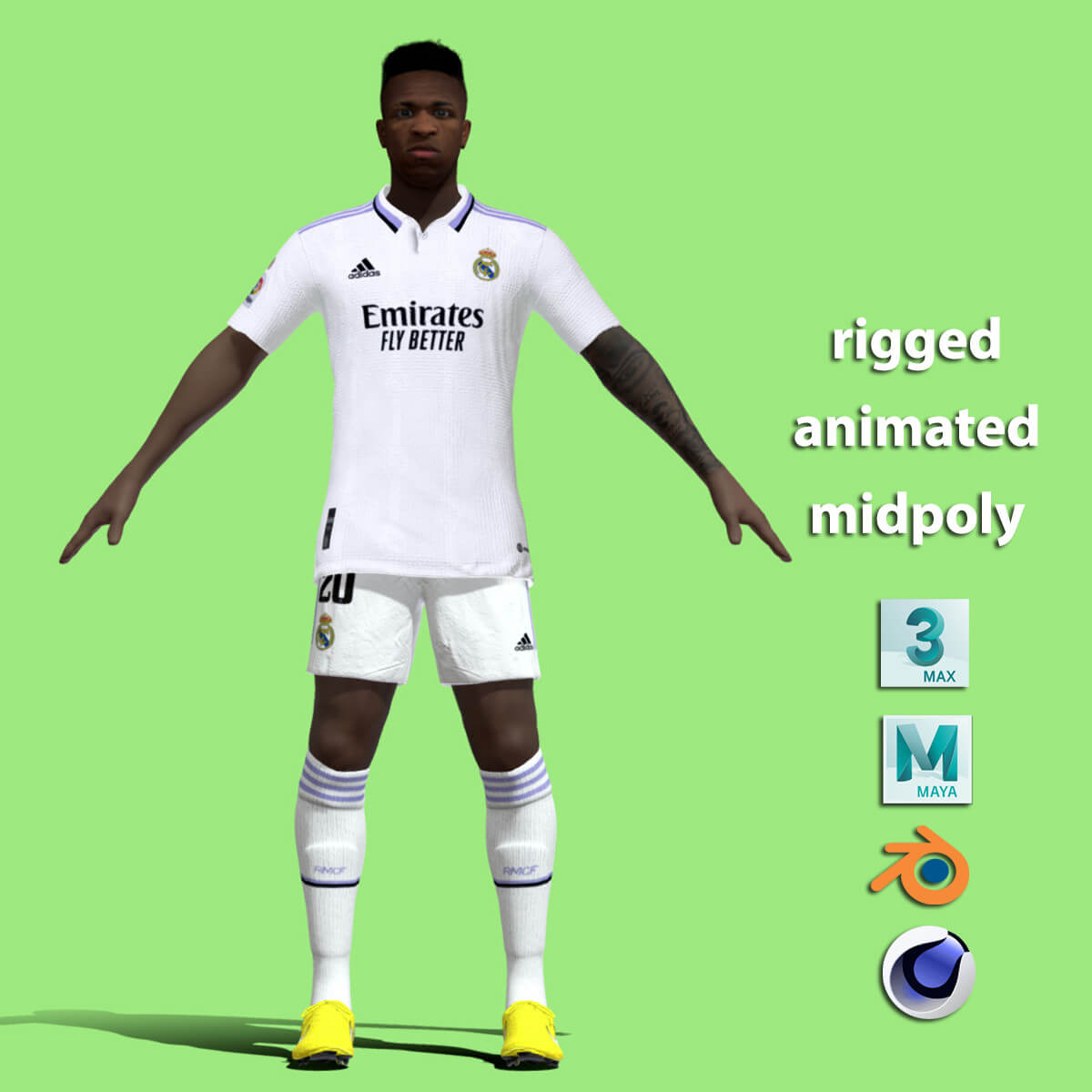 T-P Rigged Vinicius Real Madrid 2023 3D Model by tranduyhieu